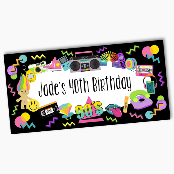Personalised 90s Birthday Party Decorations & Supplies - Katie J Design ...