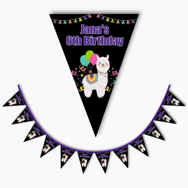 Personalised Llama Birthday Party Flag Bunting Decoration - Katie J ...