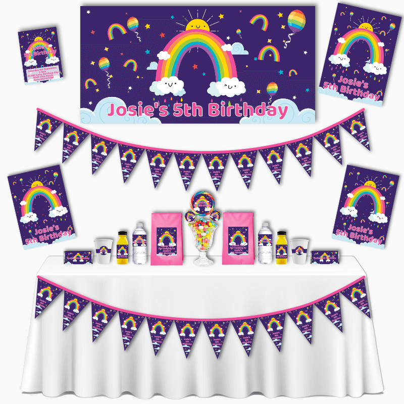 Rainbow theme Personalised Party Decorations & Favours - Katie J Design ...