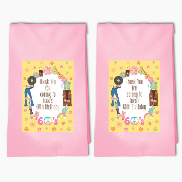 Personalised 60s Birthday Party Loot Bags & Labels - Katie J Design and ...