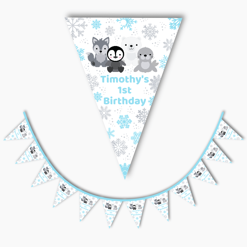Custom Blue & Silver Arctic Animals Party Supplies & Favours - Katie J ...