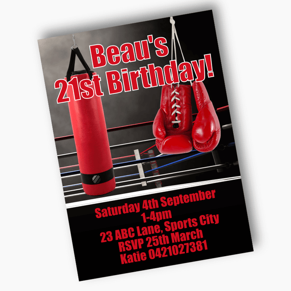Awesome Boxing Birthday Party Invites - Printed & Posted! - Katie J ...