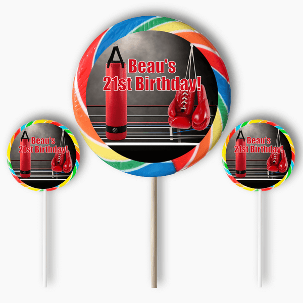 Personalised Boxing Birthday Party Round Favour Stickers - Katie J ...