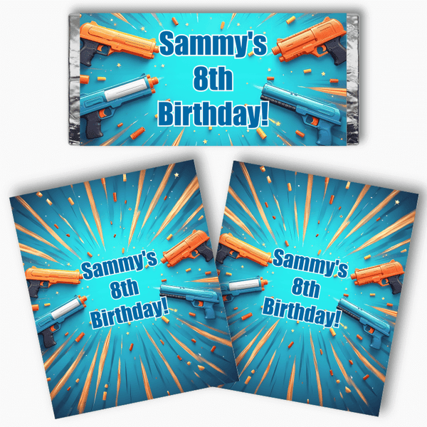 Toy Blaster Party Mini Chocolate Labels | Custom Printed! - Katie J ...
