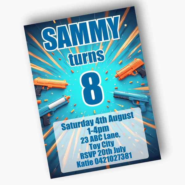 Toy Blaster Party Invites | Custom Printed for your Event - Katie J ...