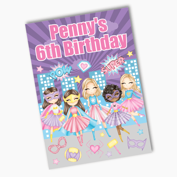 Beautiful Girls Superheroes | Custom Party Posters & Signs - Katie J ...