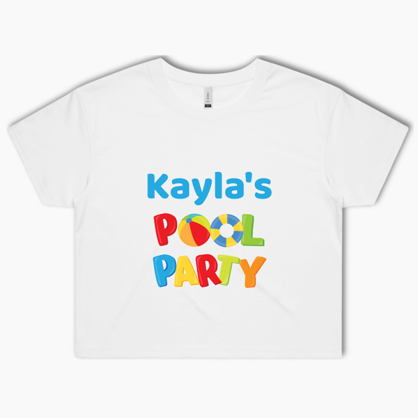 Custom Birthday Party Crop Top | "Pool Party" Design - Katie J Design ...