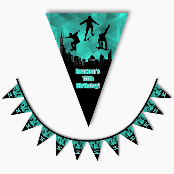 Skateboard Flag Bunting | Custom Party Decoration - Katie J Design and ...