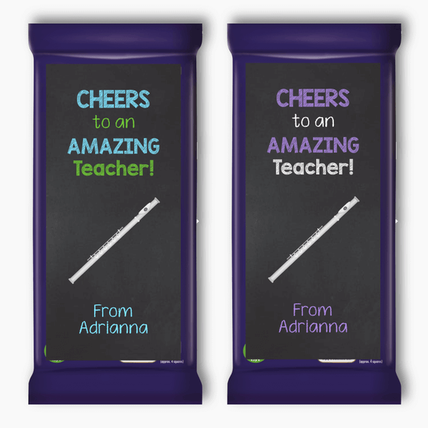 Unique Custom Flute Teachers Gift Cadbury Labels - Katie J Design and ...
