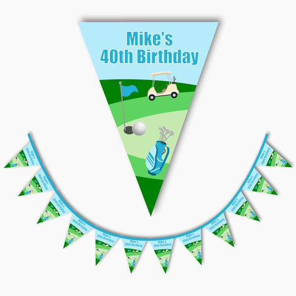 Fun & Personalised Golf Birthday Party Flag Bunting - Katie J Design ...