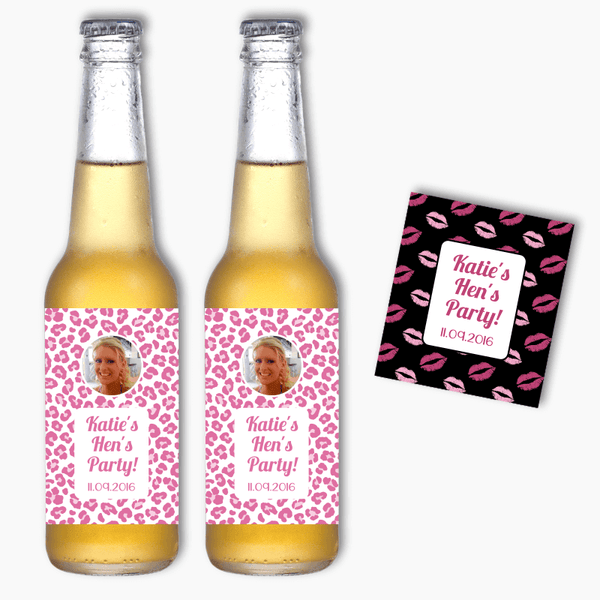 Hens Party Beer Labels | Lips & Animal Print designs - Katie J Design ...
