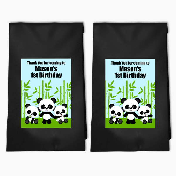 Personalised Panda Birthday Party Favour Bags & Labels - Katie J Design ...