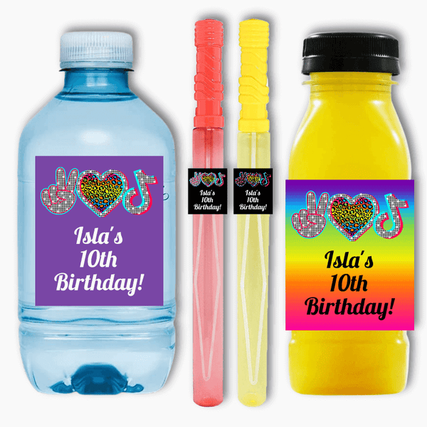 Gorgeous Tik Tok Party Juice & Bubble Wand Stickers - Katie J Design ...