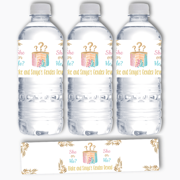 Custom Pinata Cake Water Labels for Gender Reveal Parties - Katie J ...