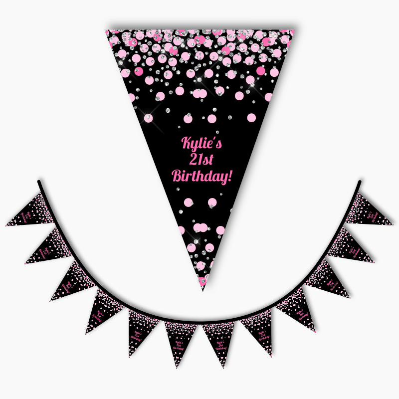 Fun Pink Confetti Party Flag Bunting Decorations - Katie J Design and ...