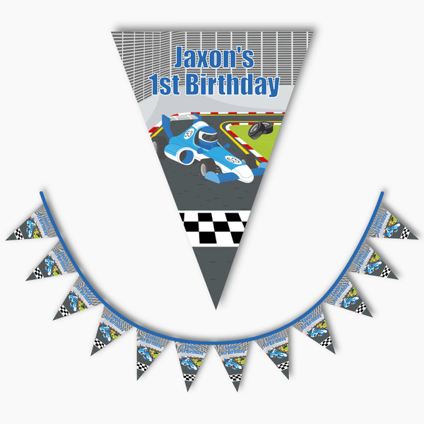 Personalised Racing Car Party Flag Bunting Party Decoration - Katie J ...
