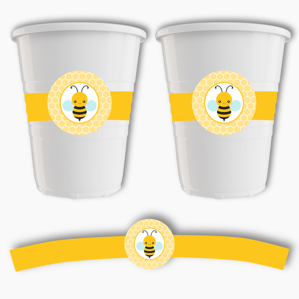 Buzzy Bee Party Plastic Cup Stickers - Katie J Design and Events