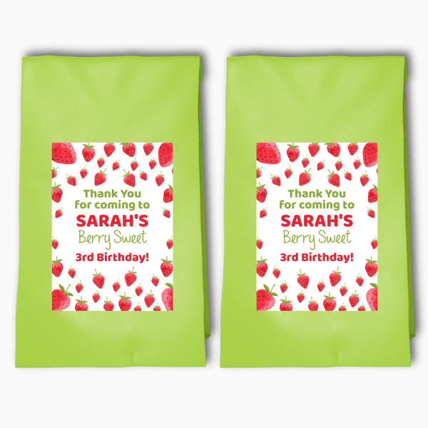 Personalised 'Berry Sweet' Birthday Party Bags & Labels - Katie J ...