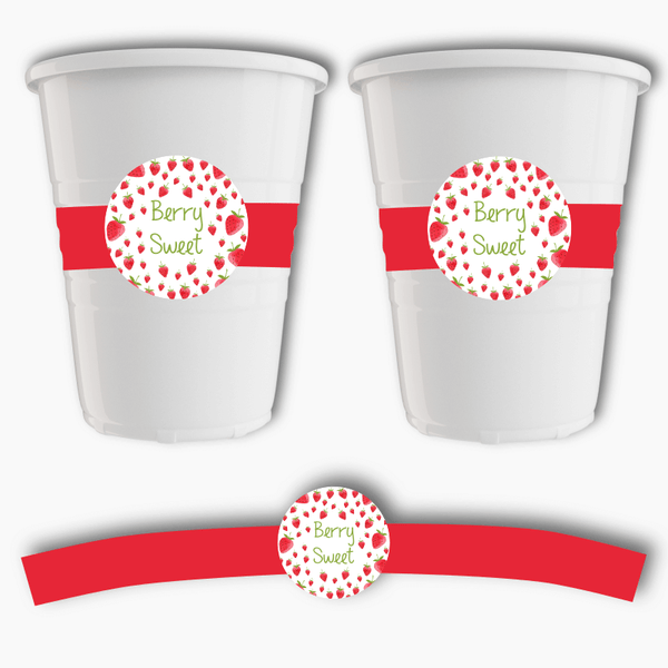 "Berry Sweet" Birthday Party Plastic Cup Stickers for Cups - Katie J ...