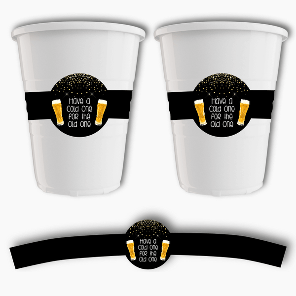 "Cold One for the Old One" Beer themed Party Cup Stickers - Katie J ...