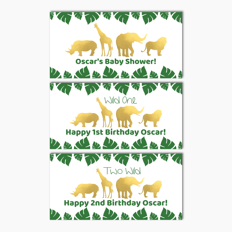 Elegant Gold Safari Animals Birthday Party Supplies & Favours - Katie J ...