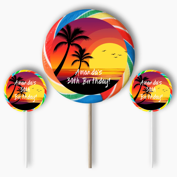 Personalised Hawaiian Sunset Round Party Stickers - Katie J Design and ...