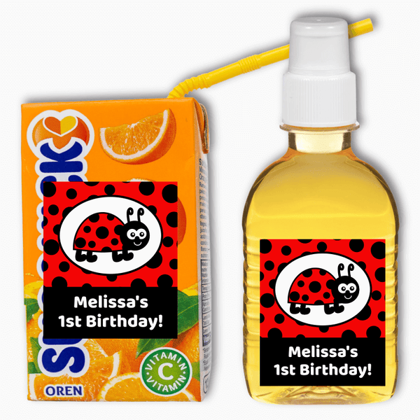 Cute Lady Bug Party Juice & Bubble Wand Stickers - Katie J Design and ...