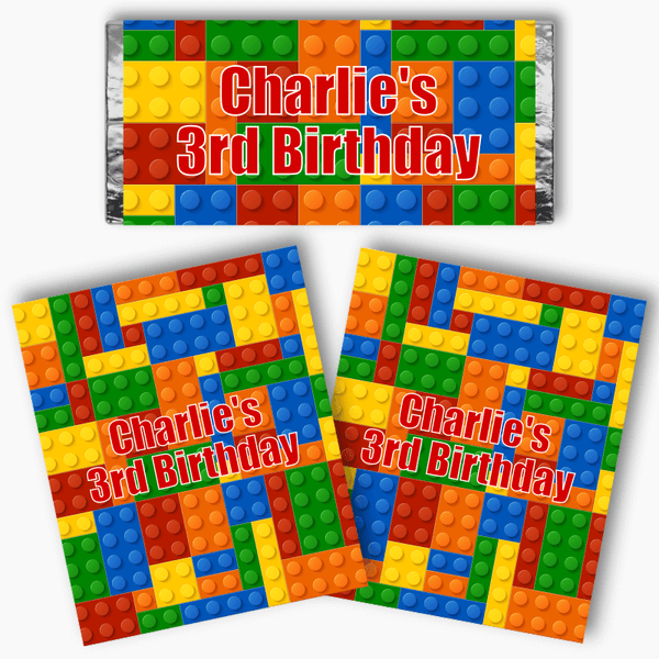 Fun & Colourful Lego Bricks Party Mini Chocolate Labels - Katie J ...