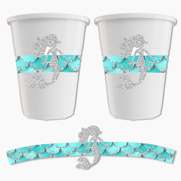 Beautiful Mermaid Scales Party Plastic Cup Stickers for Cups - Katie J ...