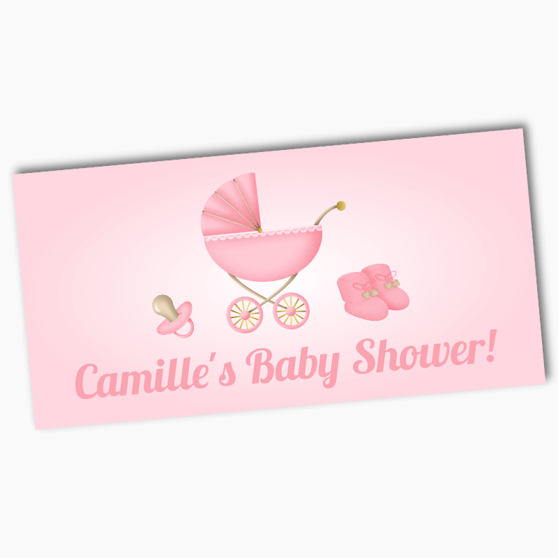 Sweet Custom Pink Vintage Pram Baby Shower Decorations - Katie J Design ...