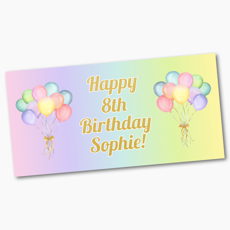 Sweet 'Pastel Rainbow Balloons' Party Supplies and Favours - Katie J ...