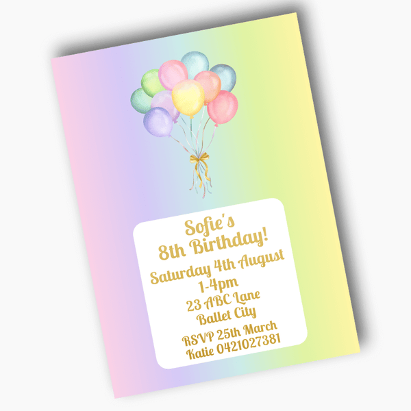 Sweet 'Pastel Rainbow Balloons' Party Supplies and Favours - Katie J ...