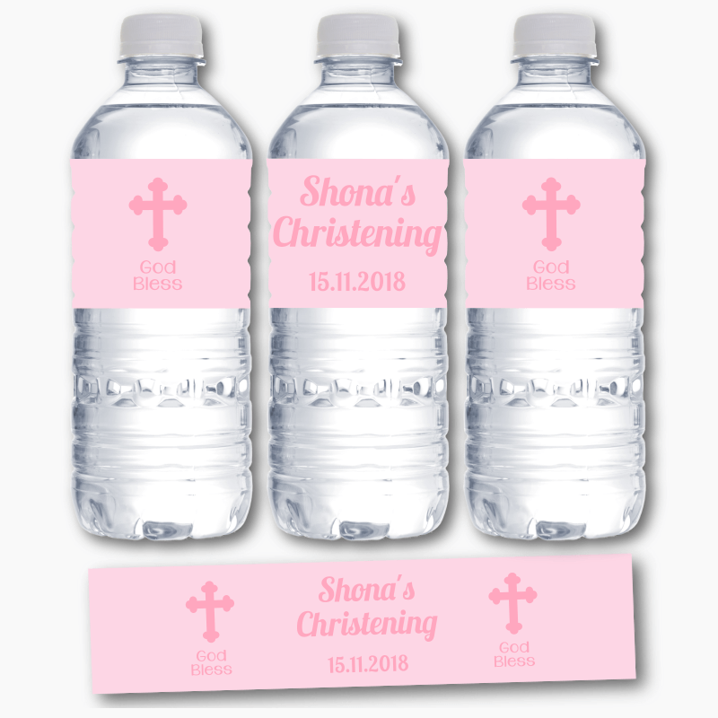 Baptism Water Bottle Labels Baptism Yellow White Silver Stripe Water