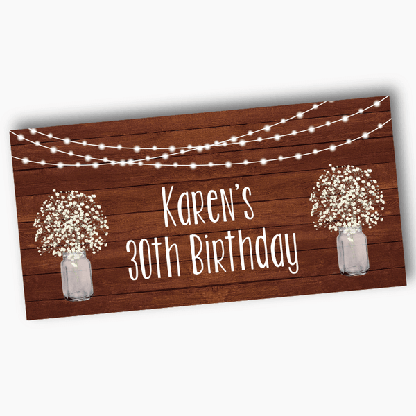 Rustic Timber & Fairy Lights | Custom Birthday Party Supplies - Katie J ...