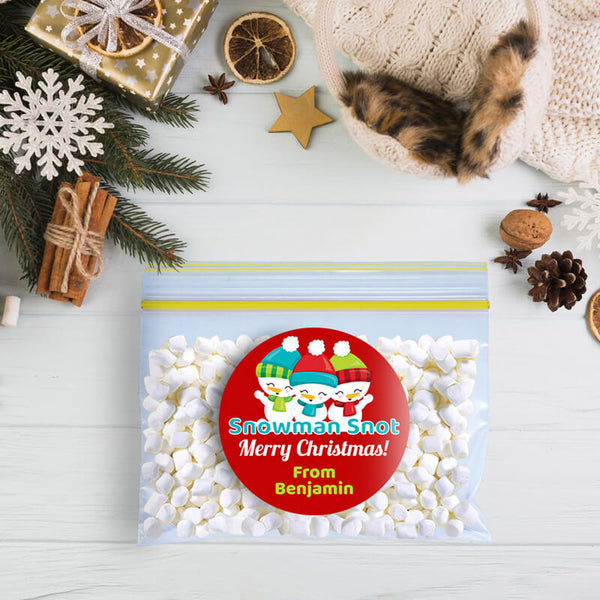 Personalised Snowman Snot Christmas Gift Round Stickers - Katie J ...