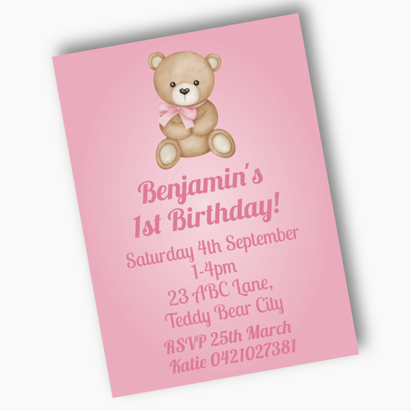 Adorable Personalised Teddy Bear Party Invitations - Katie J Design and ...